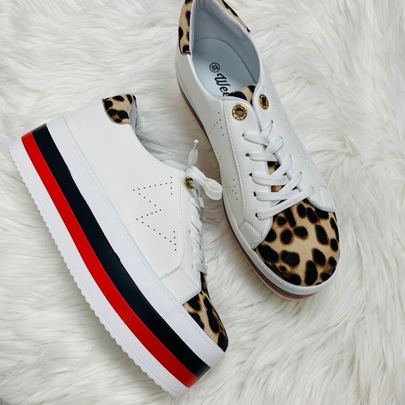 Shoes | Multi Striped Leopard Platform Sneaker | Poshmark